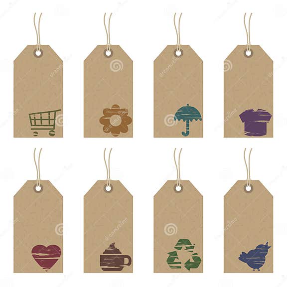 Tags with icons stock vector. Illustration of heart, string - 13056180