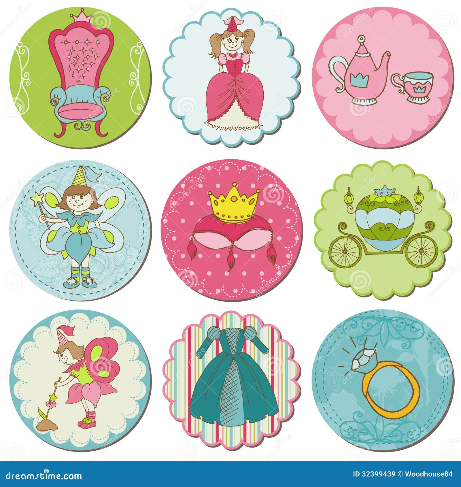 Tags with Princess Elements Stock Vector - Illustration of invitation ...