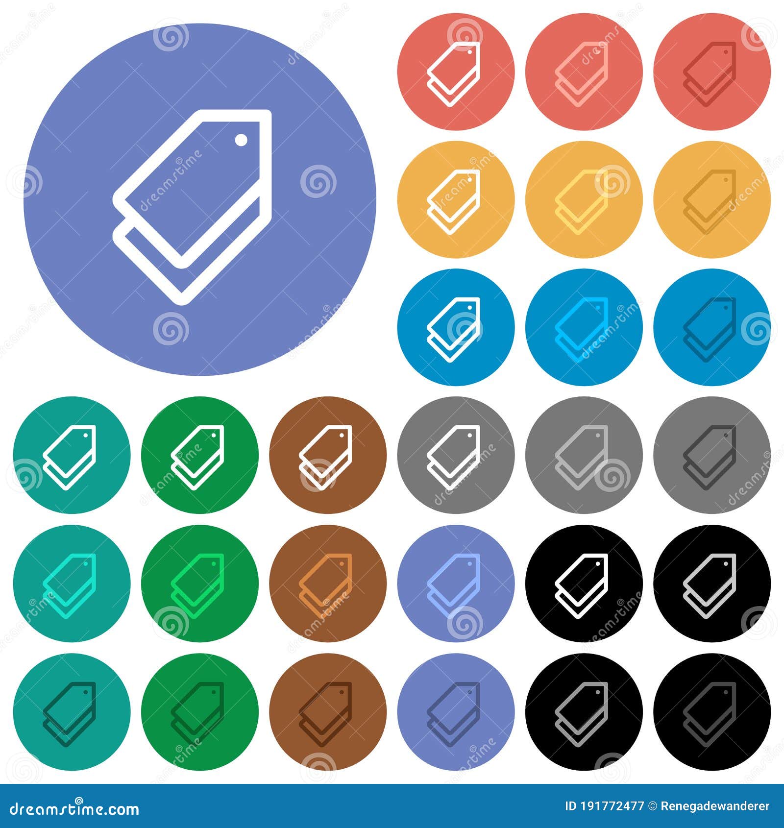Tags Round Flat Multi Colored Icons Stock Vector - Illustration of ...