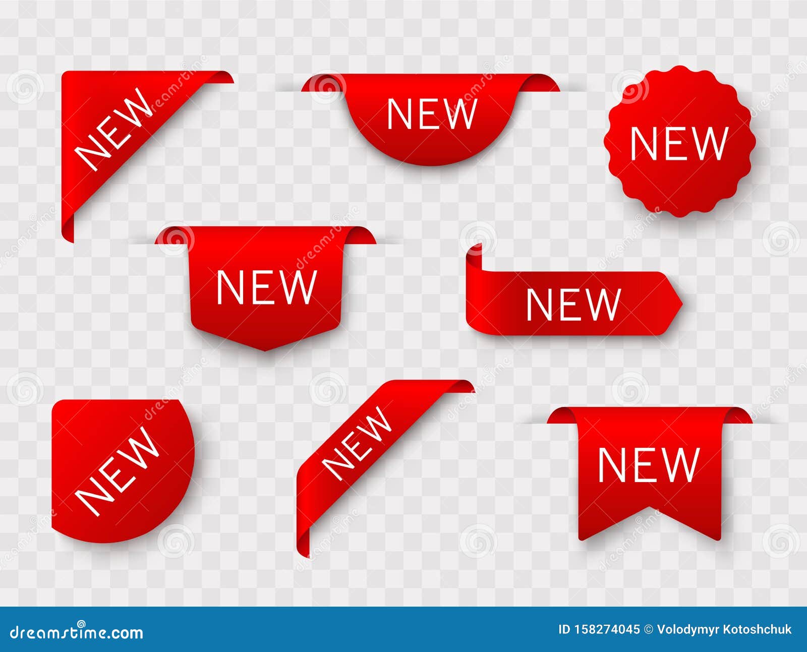 Tags Set. New Tag Red Ribbon and Banner - Stock Vector Stock ...