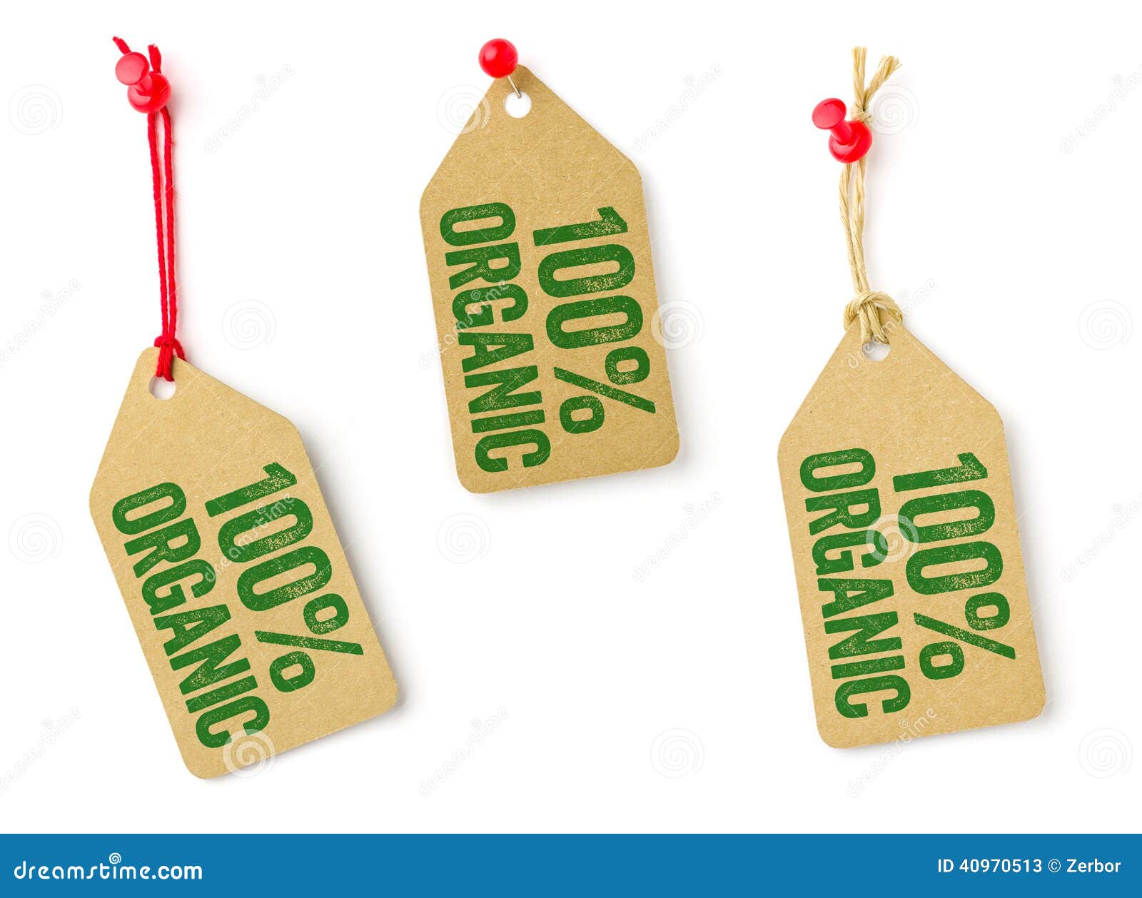 Tags with the Text 100 Organic Stock Image - Image of hang, food: 40970513