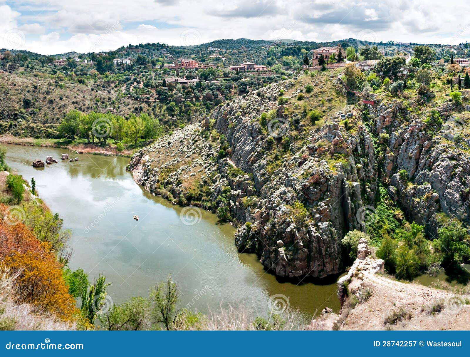 The Tagus River Flows through Toledo, Spain Stock Image - Image of ...