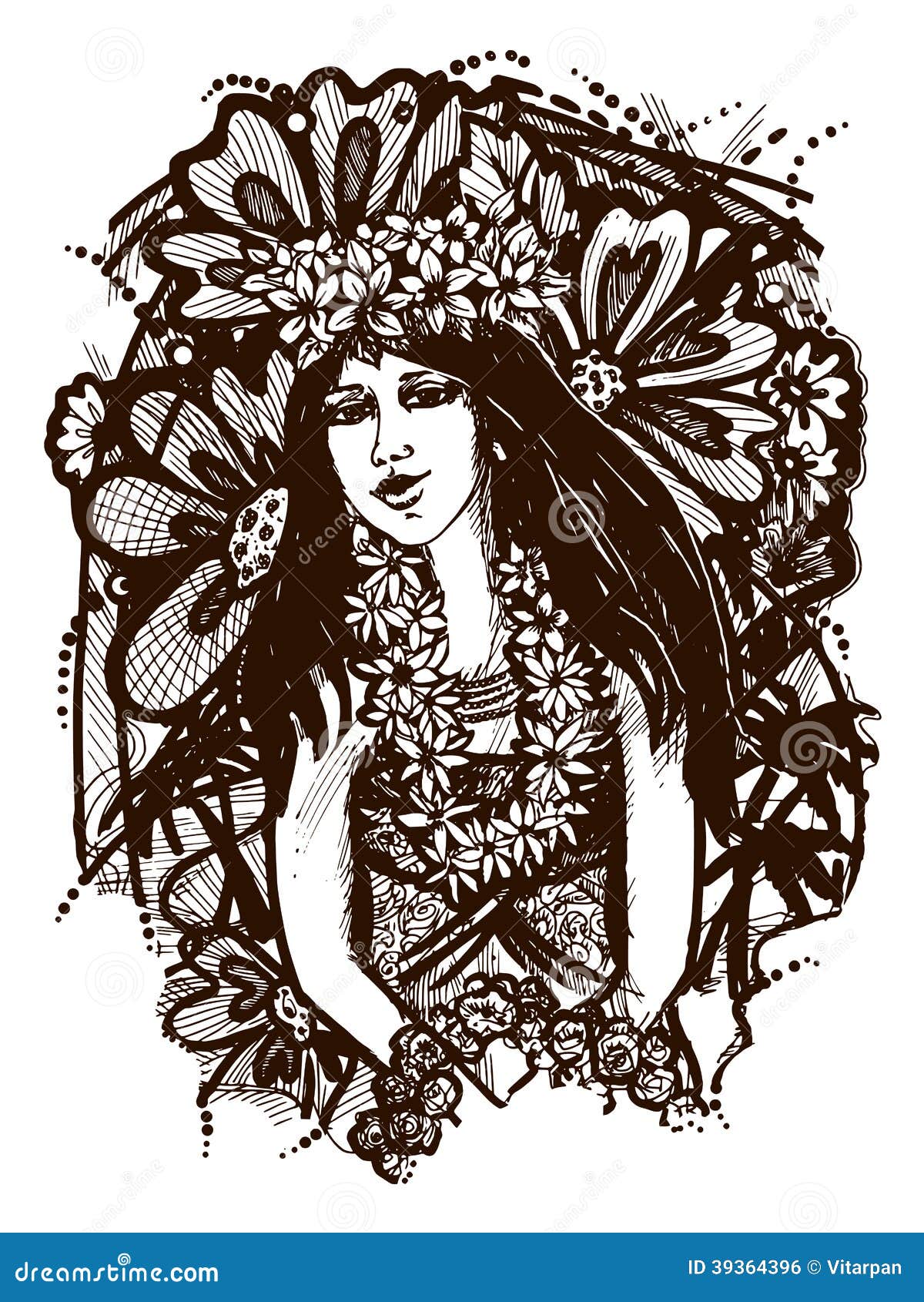 Tahitian girl stock vector. Illustration of people, relaxation - 39364396