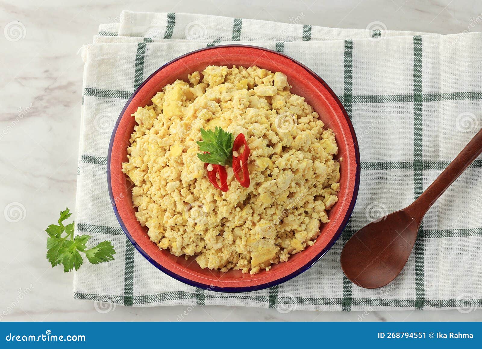Tahu Bubuk Or Tahu Bubuk Crushed Tofu With Egg And Spiced Stock Image