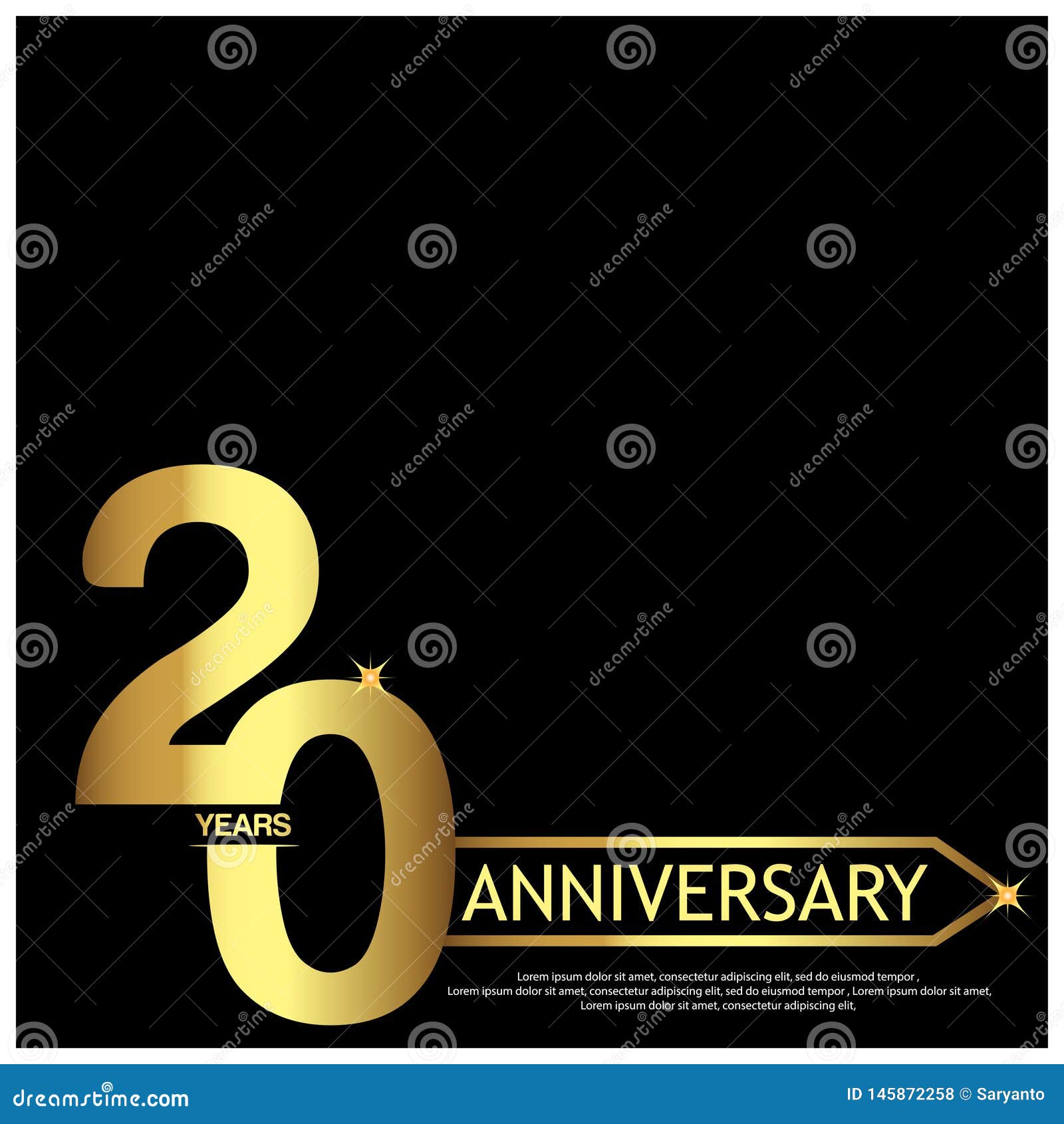 Twenty Years Anniversary Golden. Anniversary Template Design for Web ...