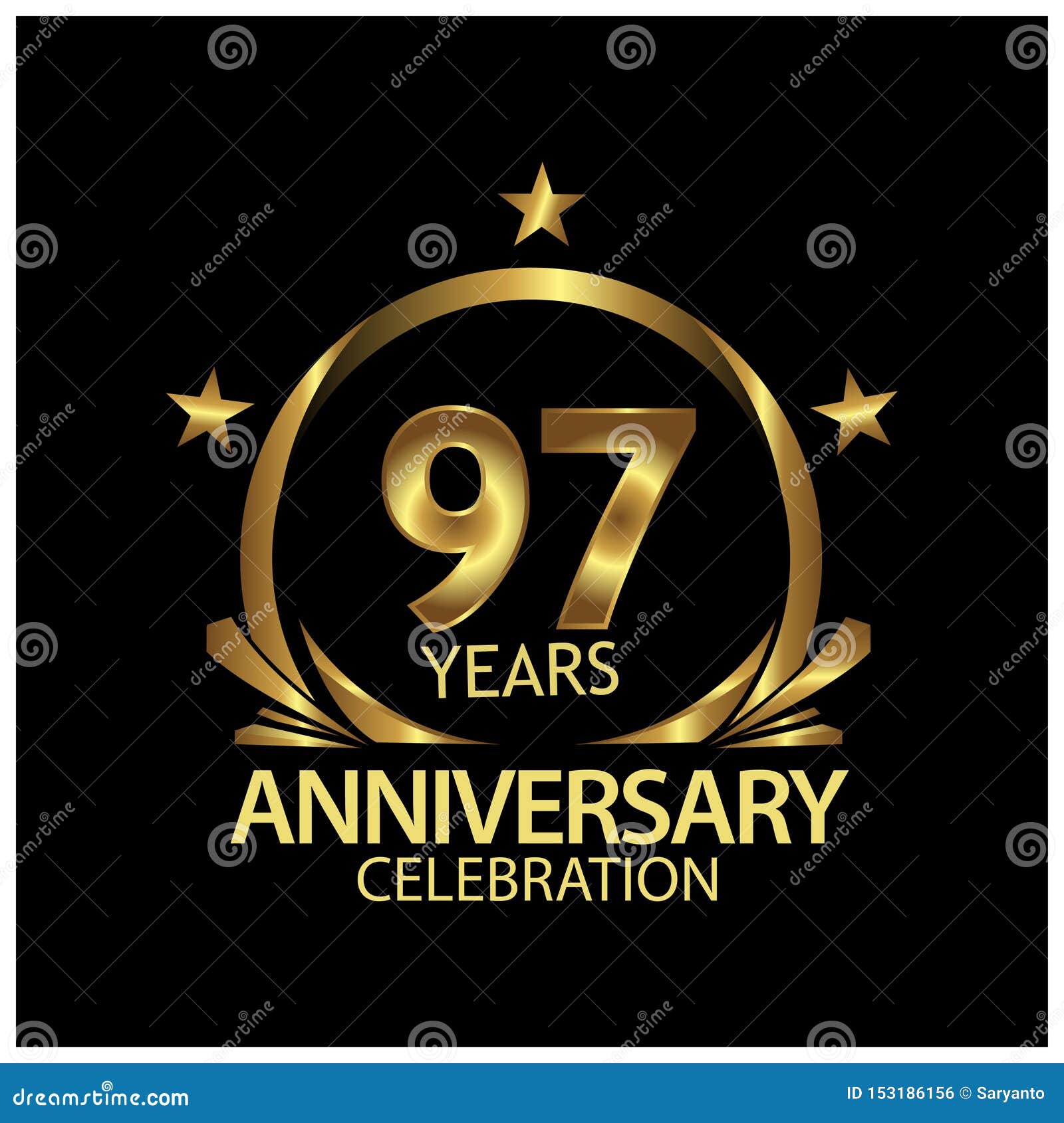 Ninety Seven Seven Years Anniversary Golden. Anniversary Template ...