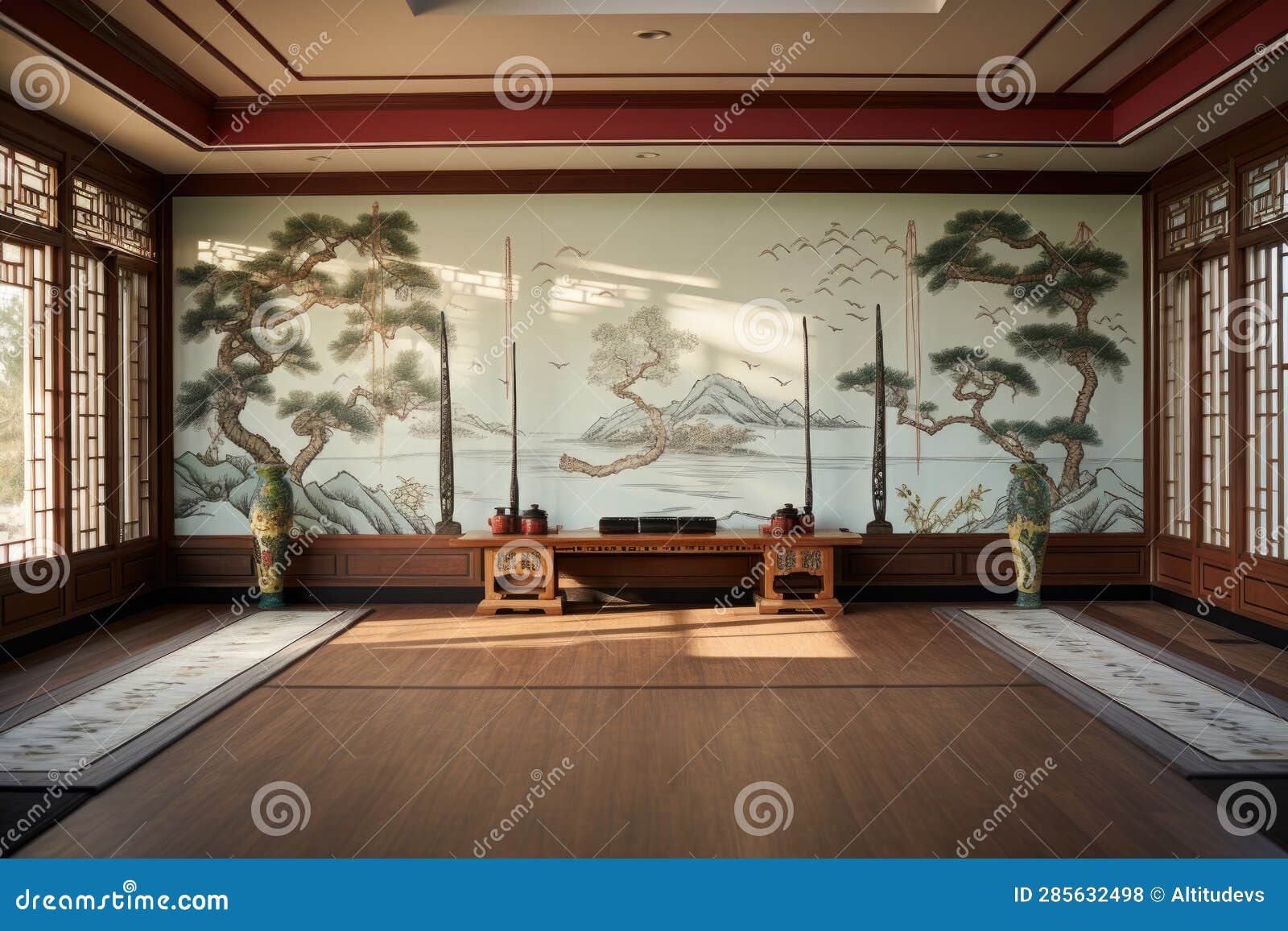 Tai Chi Practice Area with Traditional Chinese Decor Stock Photo ...