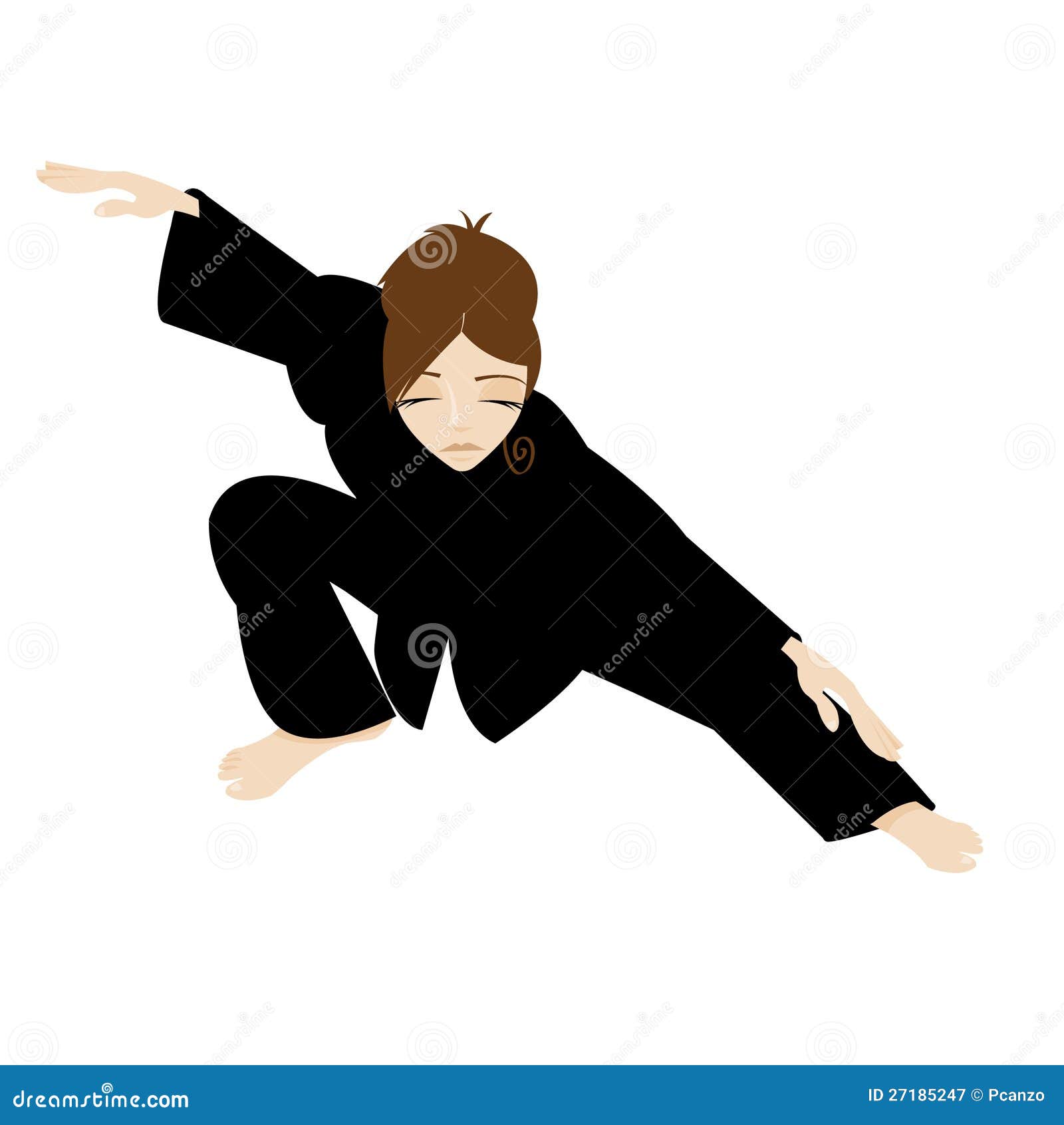 Tai Chi Woman with Black Kimono Stock Vector - Illustration of living ...