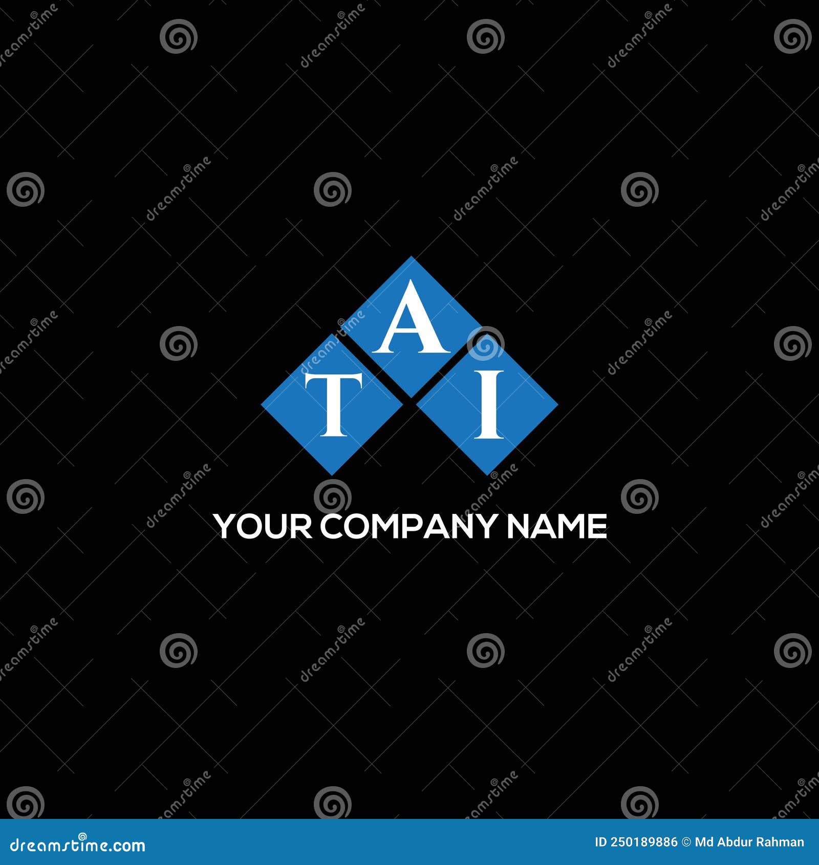 TAI Letter Logo Design on BLACK Background. TAI Creative Initials ...