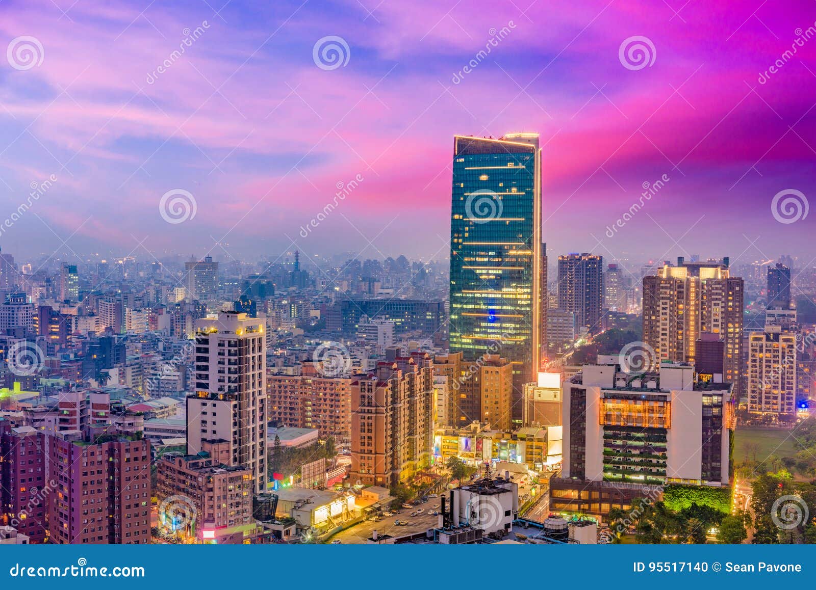 Taichung, Taiwan City Skyline Stock Photo - Image of night, national ...