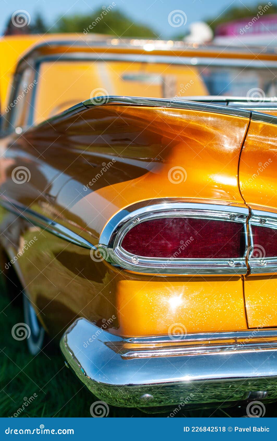 Tail Fin from a Classic American Car Stock Photo - Image of metallic ...