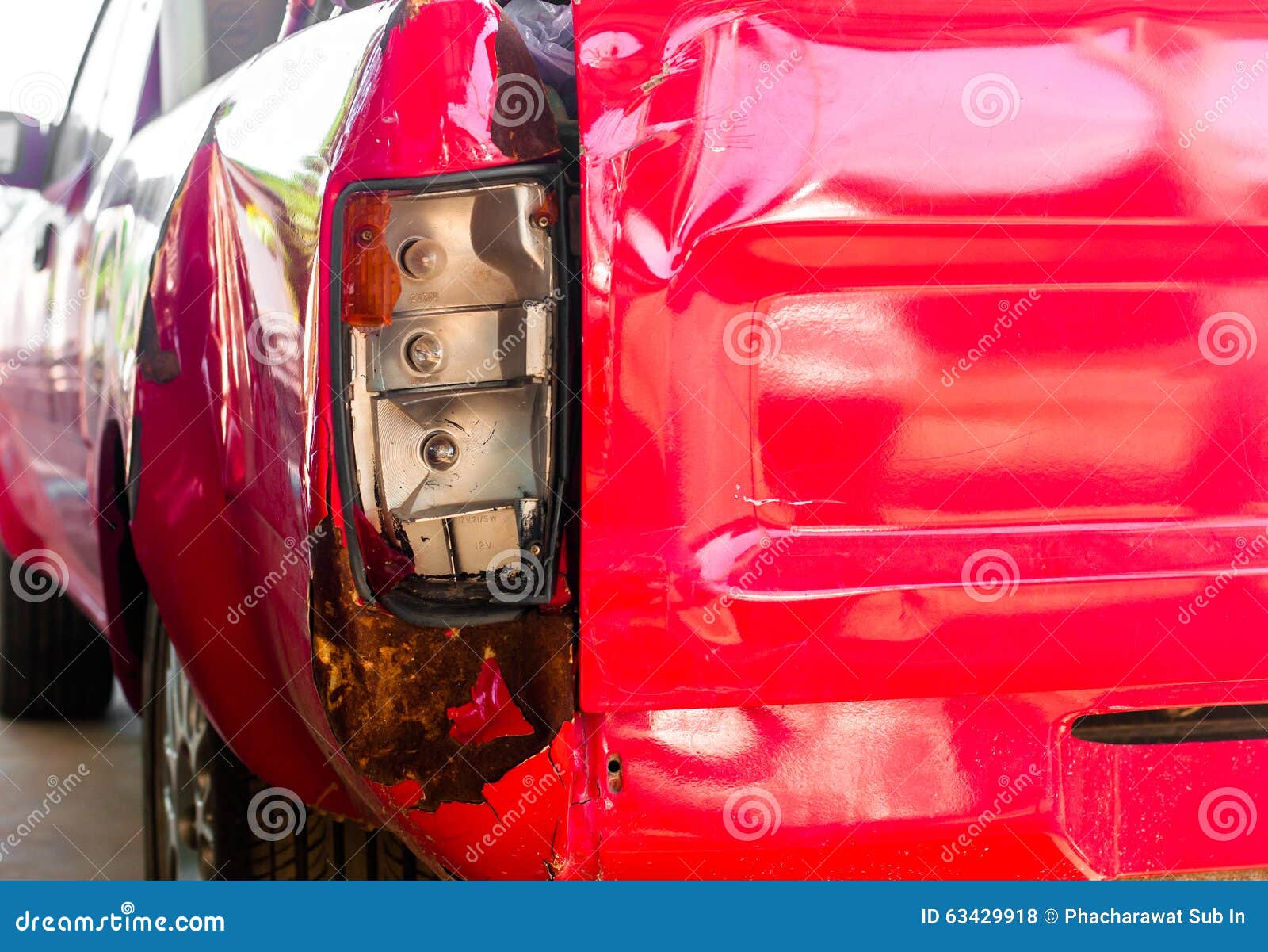 The Tail Light of Pick-up Car Damage Car by Accident Stock Photo ...
