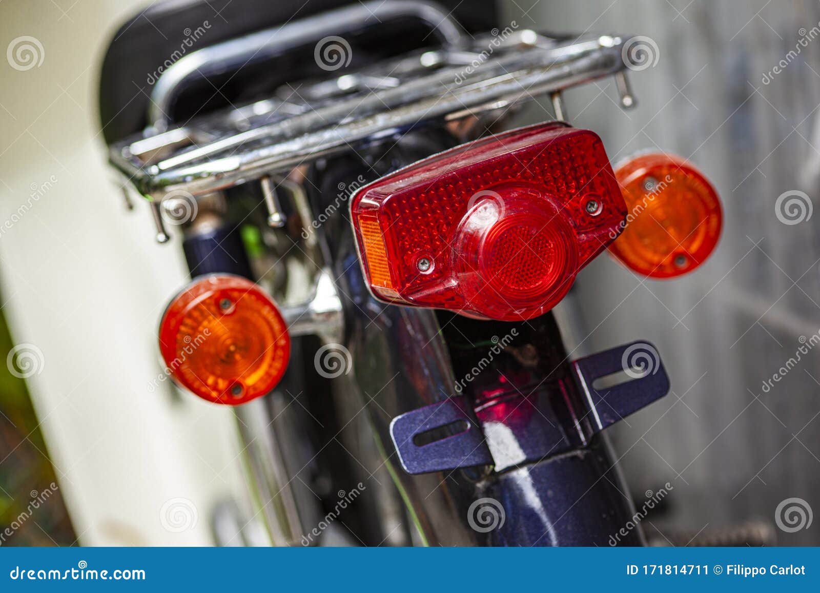 Tail Light of a Vintage Motorcycle 2 Stock Image - Image of exhaust ...