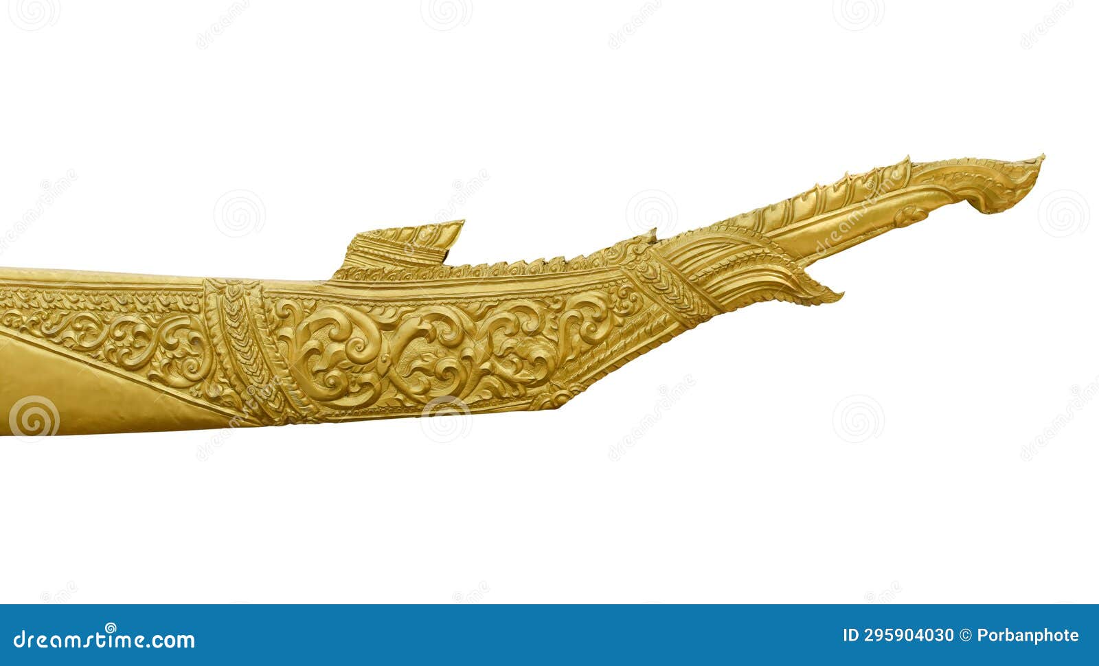 Tail Pattern of Gold Serpent King Statue Isolated on White Background ...