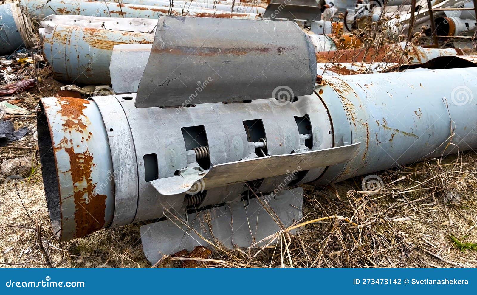 The Tail Section of a Multiple Rocket Launcher Hurricane on the Ground ...