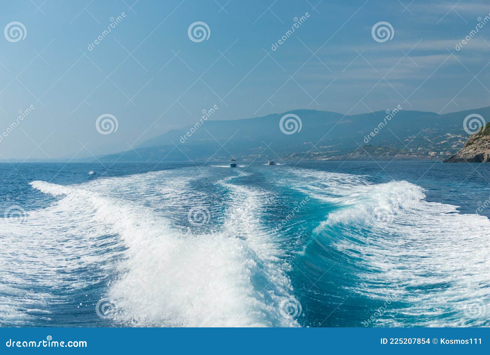Tail Wake on the Water from the Speedboat on a Sunny Stock Photo ...