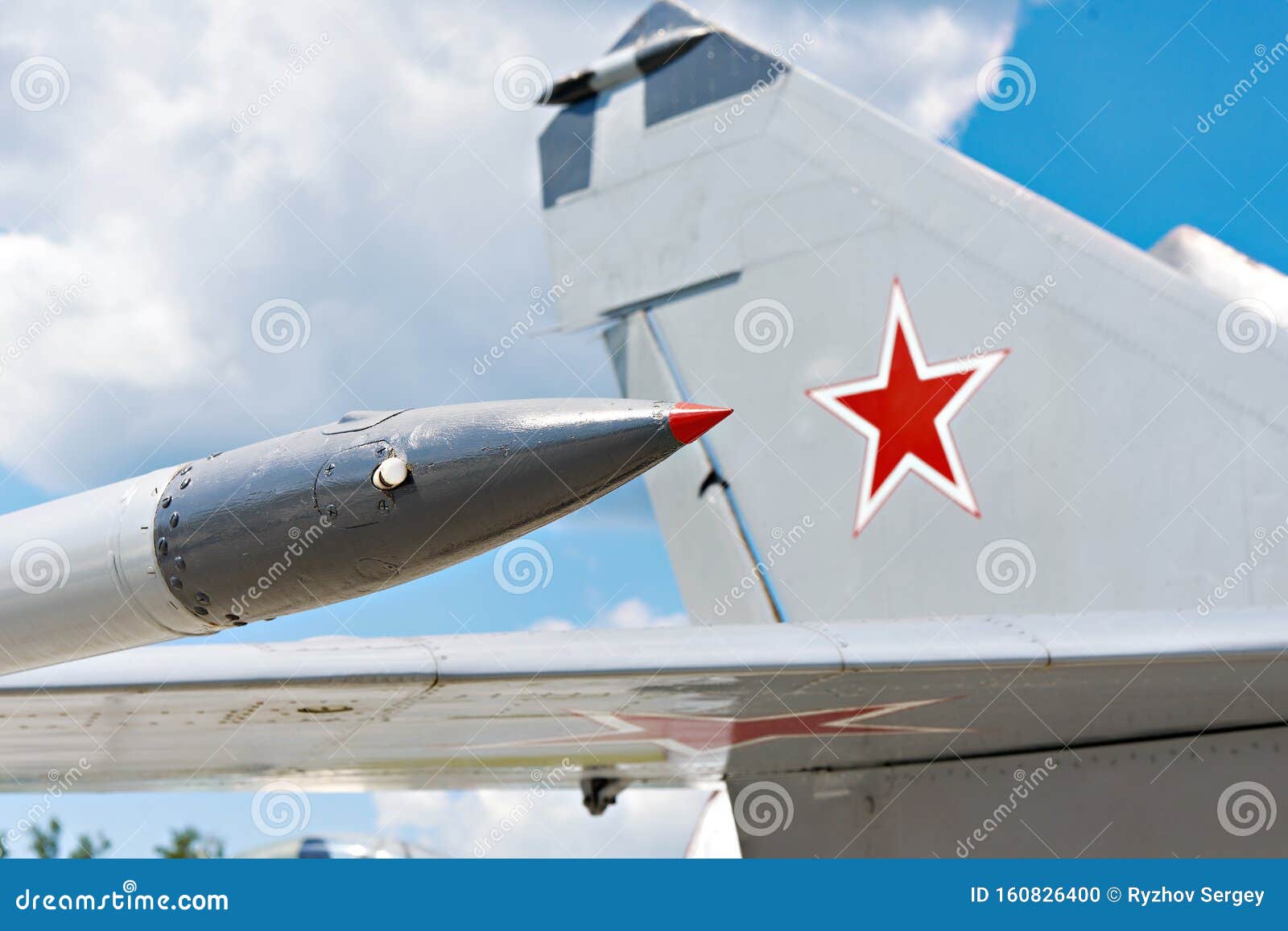 Tail and Wing of Soviet Military Jet Fighter Stock Photo - Image of ...