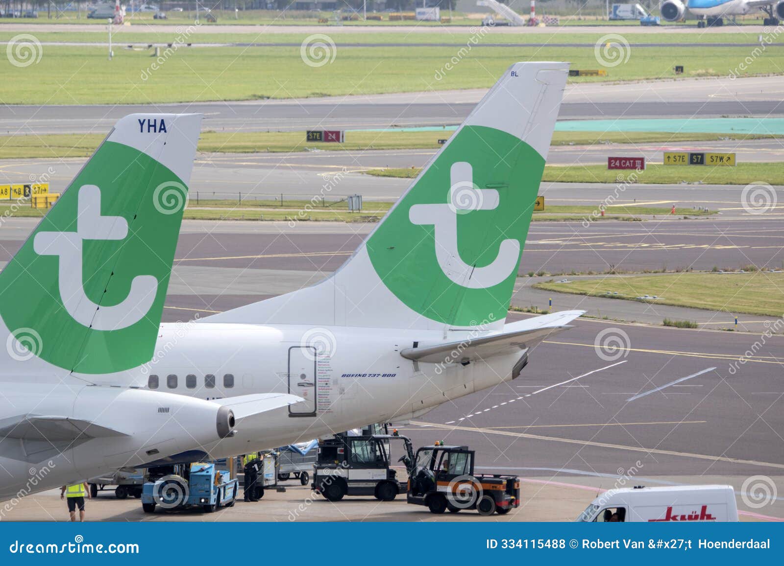 Tail Wings of a Transavia Plane at Schiphol the Netherlands 29-8-2024 ...