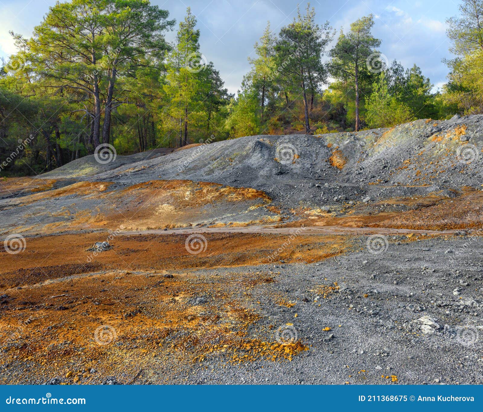 Tailings from Pyrite Mining at Abandoned Open Cast Copper Mine Stock ...