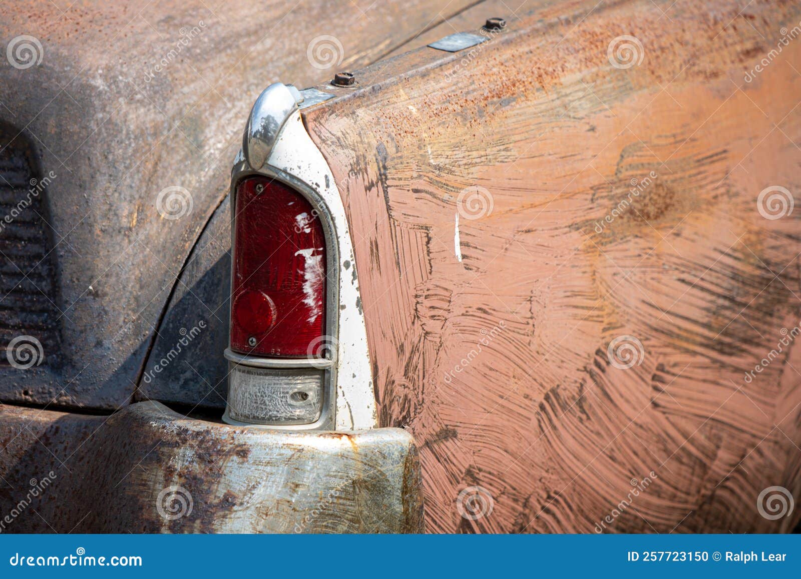 Taillight and Fender of an Old Rusty and Scratched Classic Car Stock ...