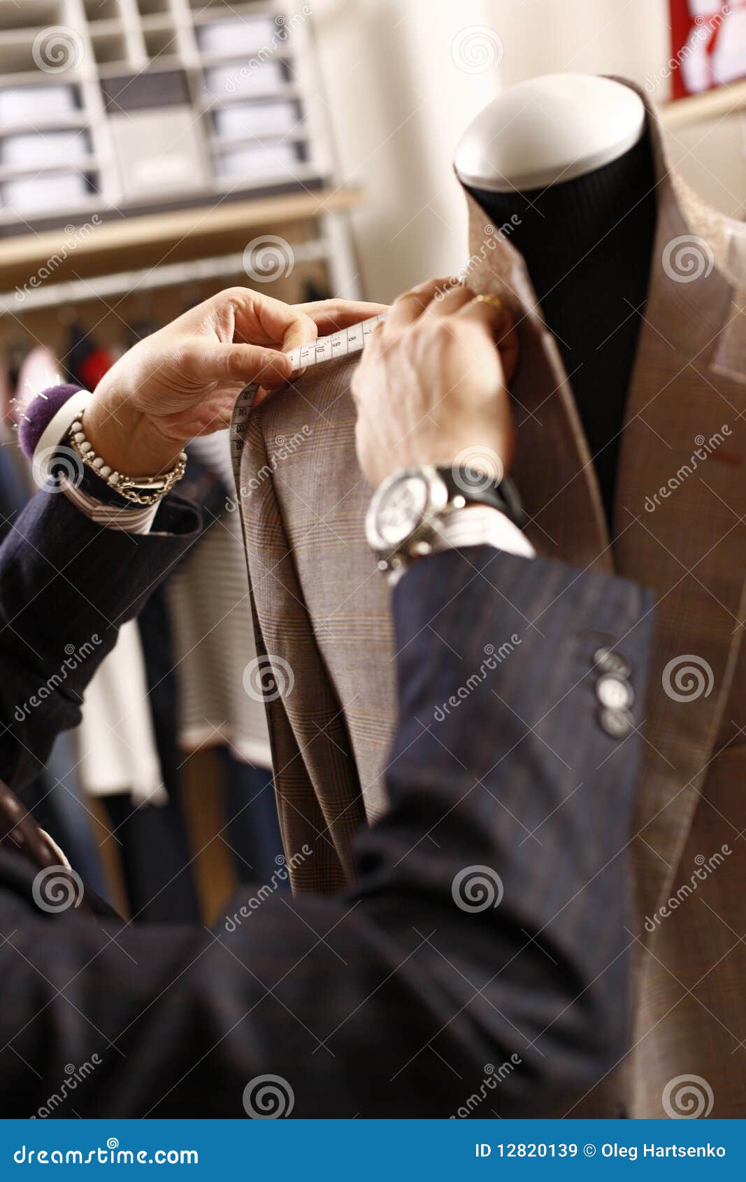 Tailor stock image. Image of style, clothes, tape, sleeve - 12820139