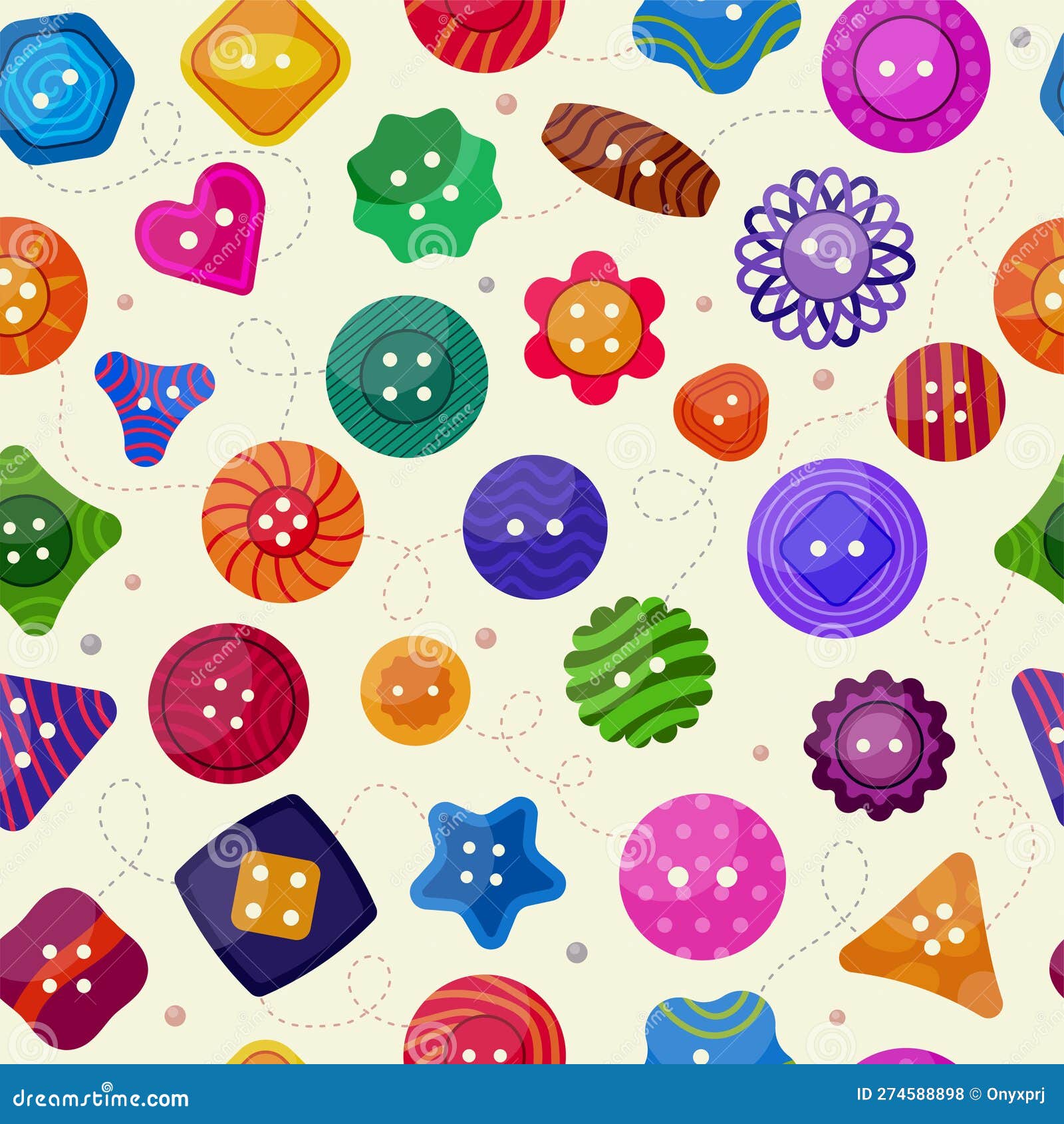 Tailor Buttons Pattern. Fashioned Seamless Background with Buttons ...