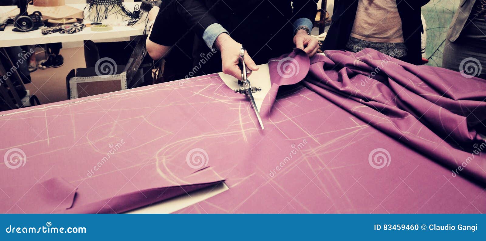 Tailor Cutting Fabric for Bespoke Suit Stock Photo - Image of people ...