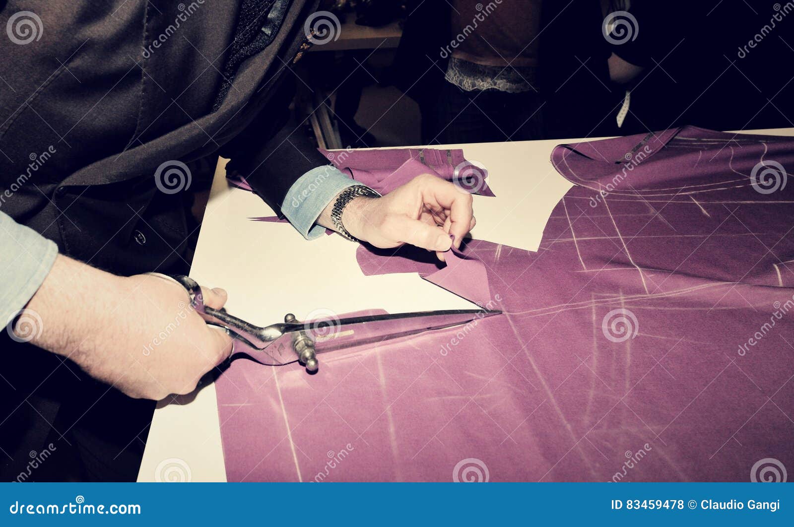 Tailor Cutting Fabric for Bespoke Suit Stock Photo - Image of making ...