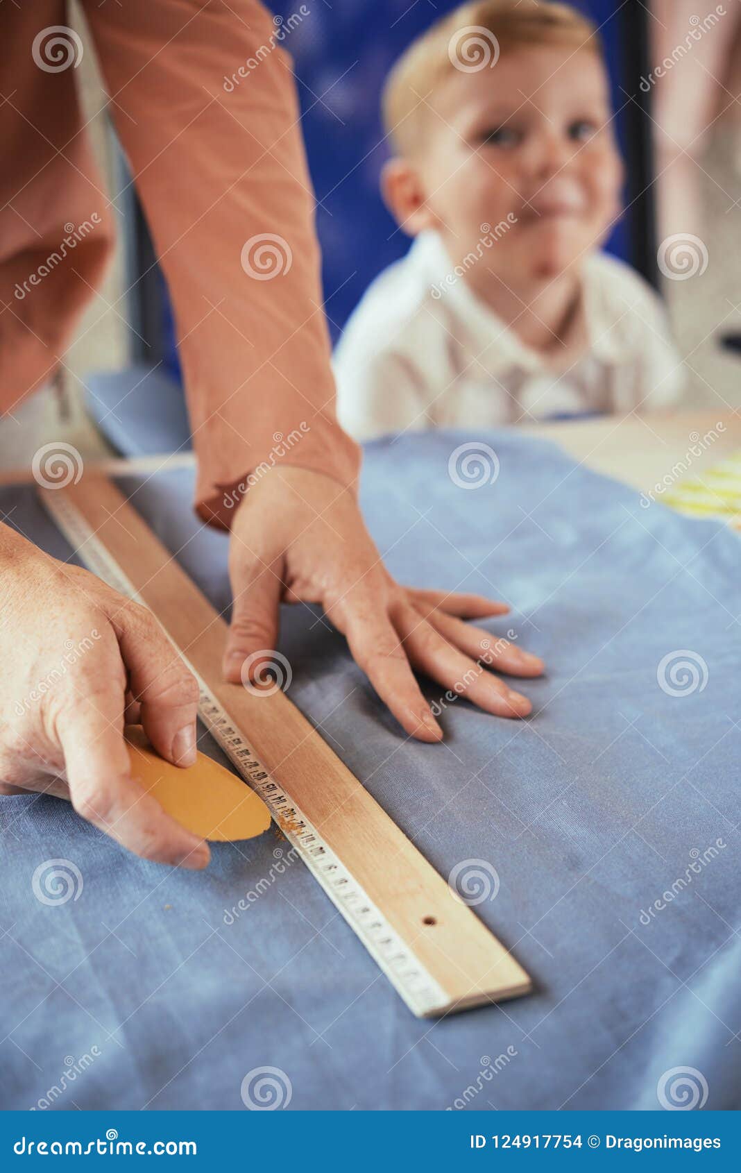 Tailor Drawing Clothing Pattern Stock Photo - Image of motherhood ...