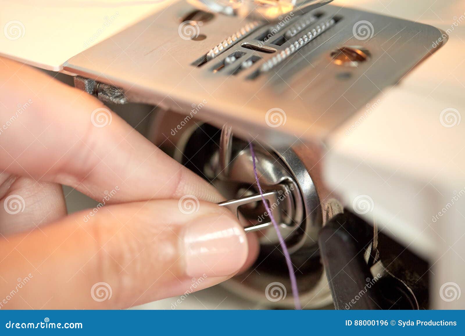 Tailor Hand Setting Spool To Sewing Machine Stock Photo - Image of home ...