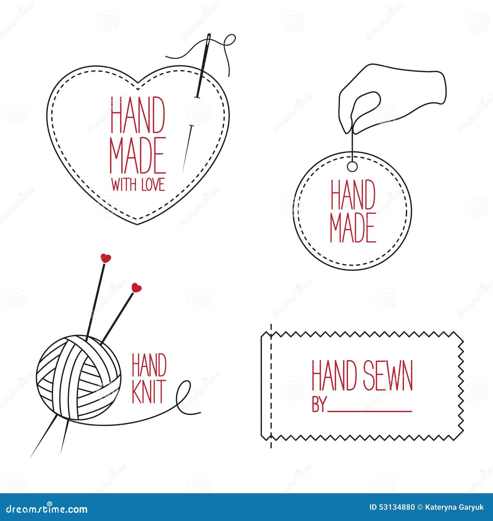 Tailor and Handmade Emblems Set Stock Vector - Illustration of hand ...