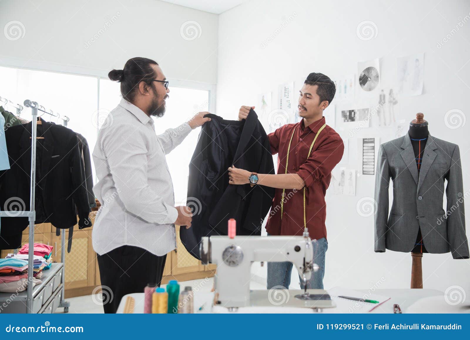 Tailor with His Customer Talking Stock Image - Image of customer ...
