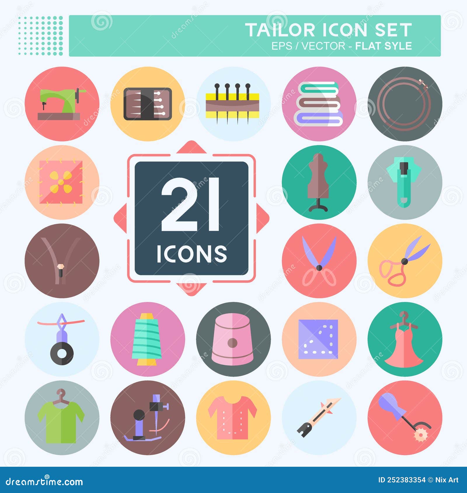 Tailor Icon Set. Suitable for Tailor Symbol. Flat Style. Simple Design ...