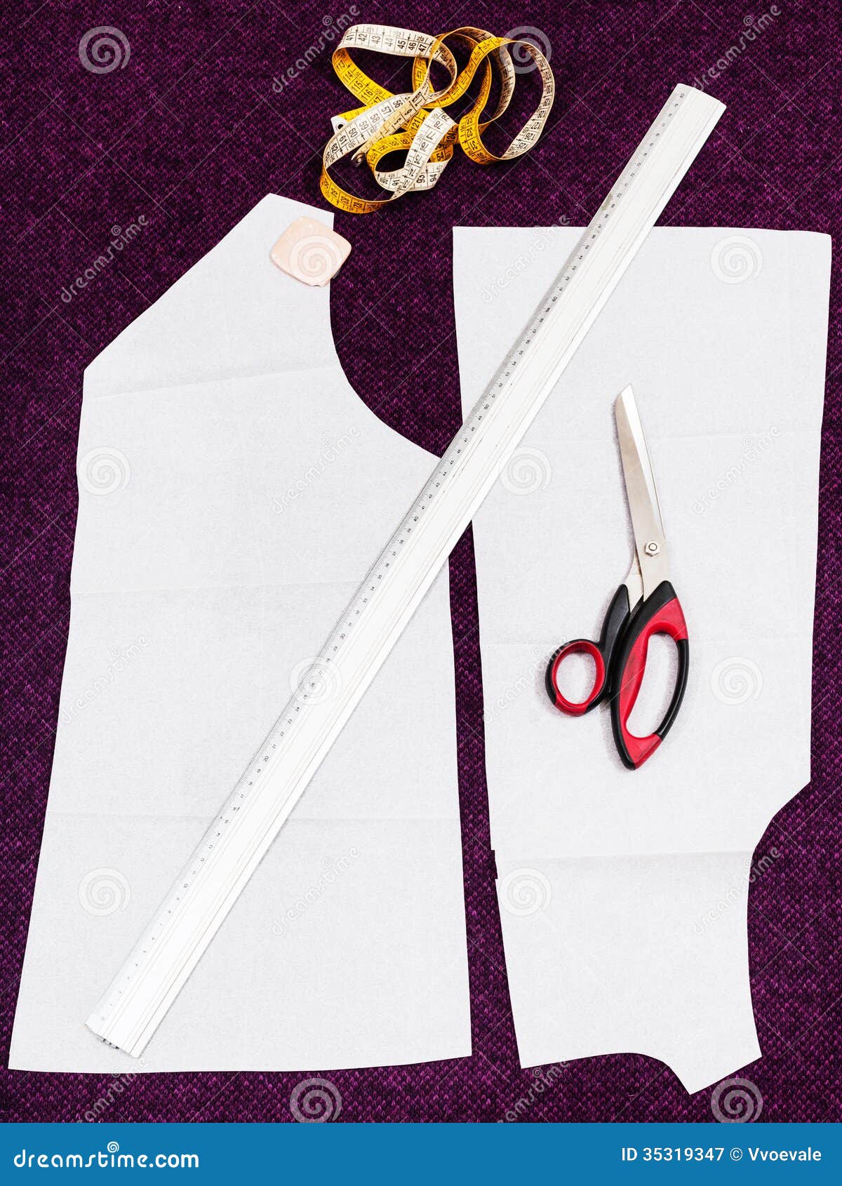 Tailor Instruments and Pattern Cutting of Dress Stock Image - Image of ...