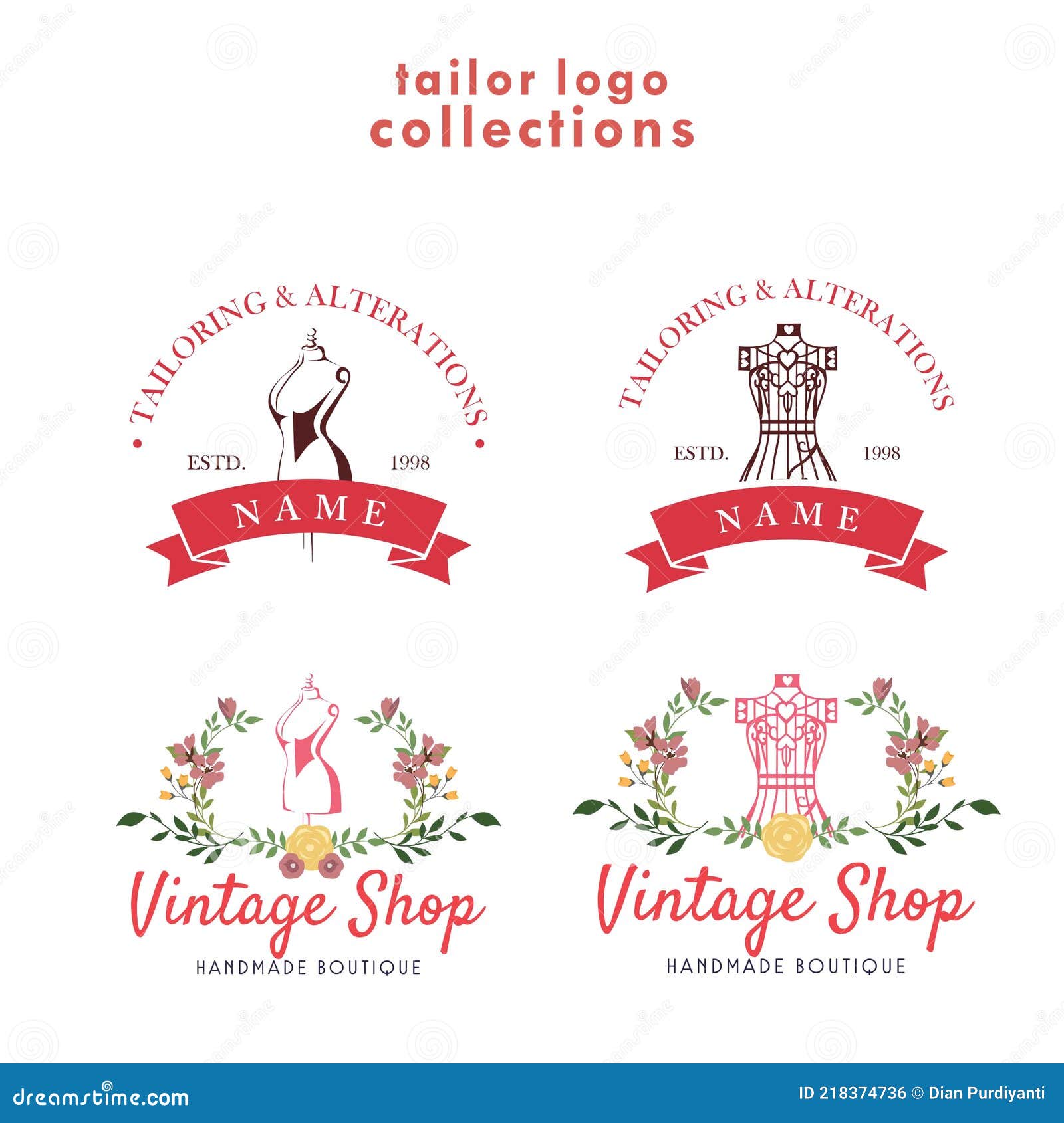 Tailor Logo Set, Tailor Boutique Logo Collections, Simple Tailor ...