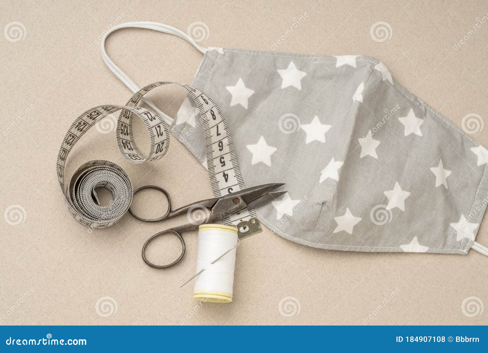 Tailor Made Textile Health Mask with Sewing Tools Stock Photo - Image ...