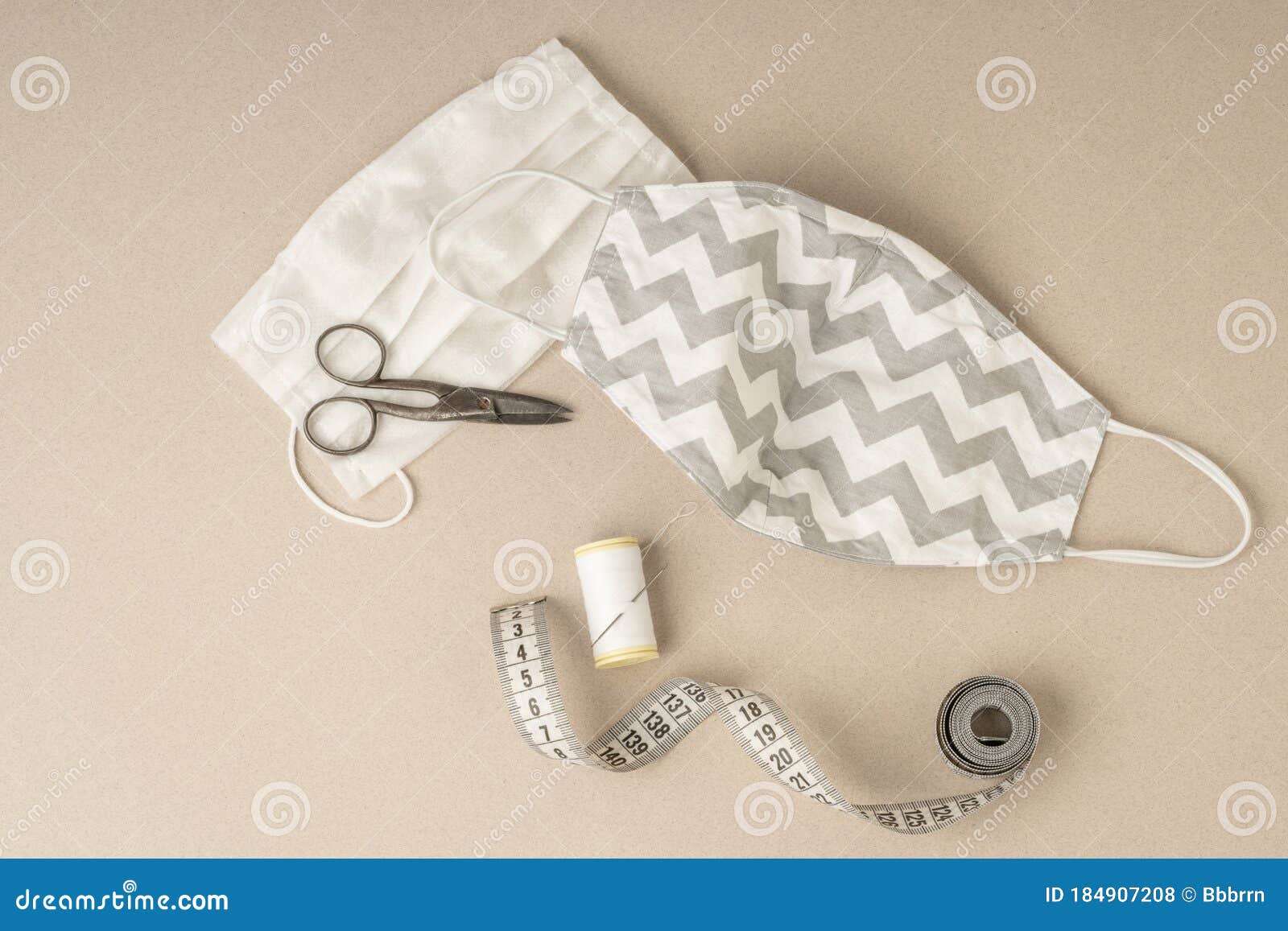 Tailor Made Textile Health Mask with Sewing Tools Stock Photo - Image ...