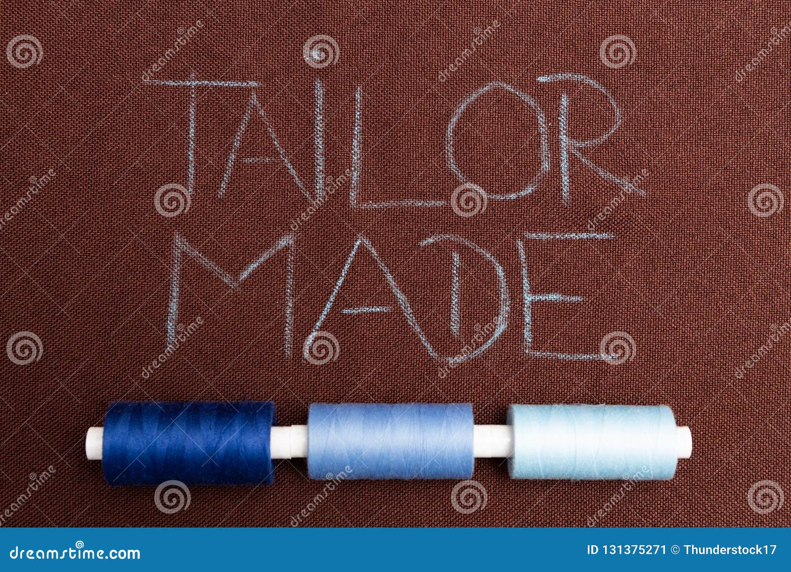 Tailor Made Written on Brown Fabric Stock Image - Image of write ...