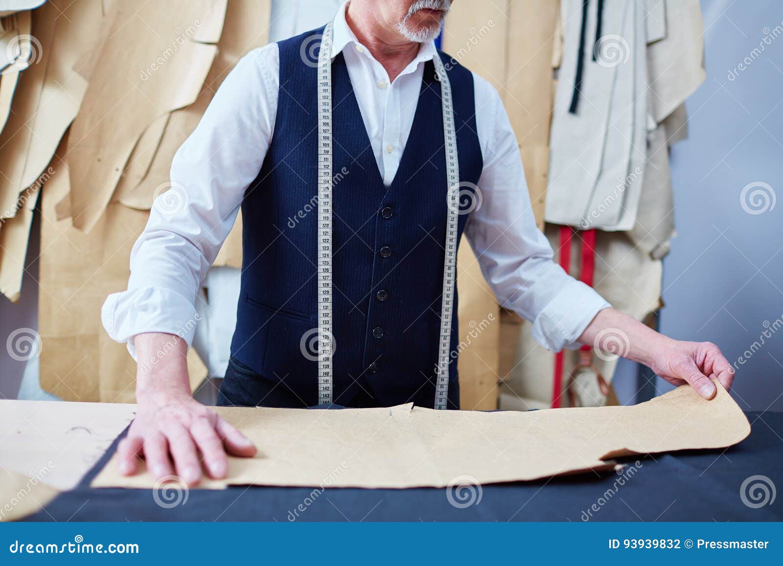 Tailor Making Bespoke Clothes in Atelier Stock Photo - Image of ...