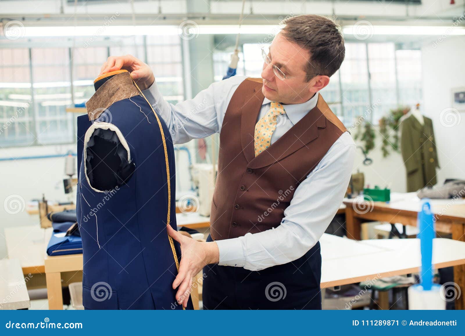 Tailor Making Jacket on Mannequin in Workshop Stock Image - Image of ...