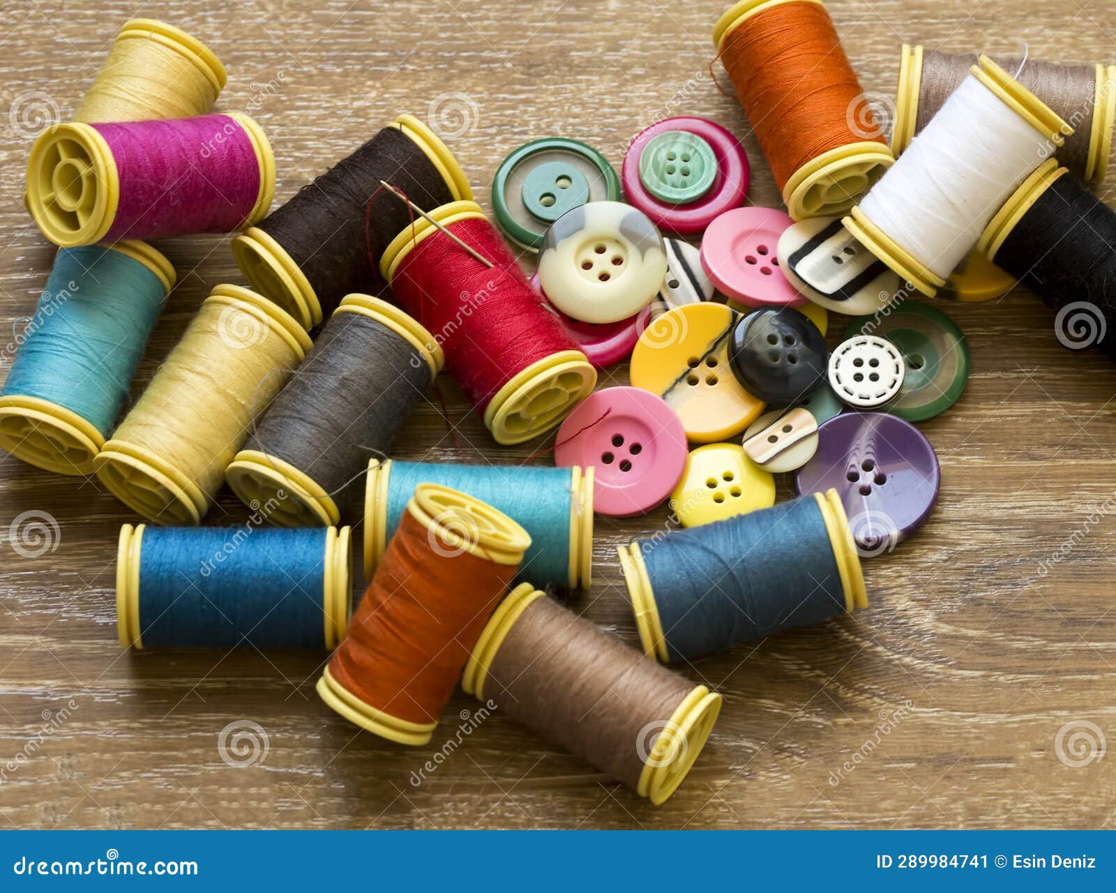 Tailor Materials Colored Spool Rope and Buttons Stock Image - Image of ...