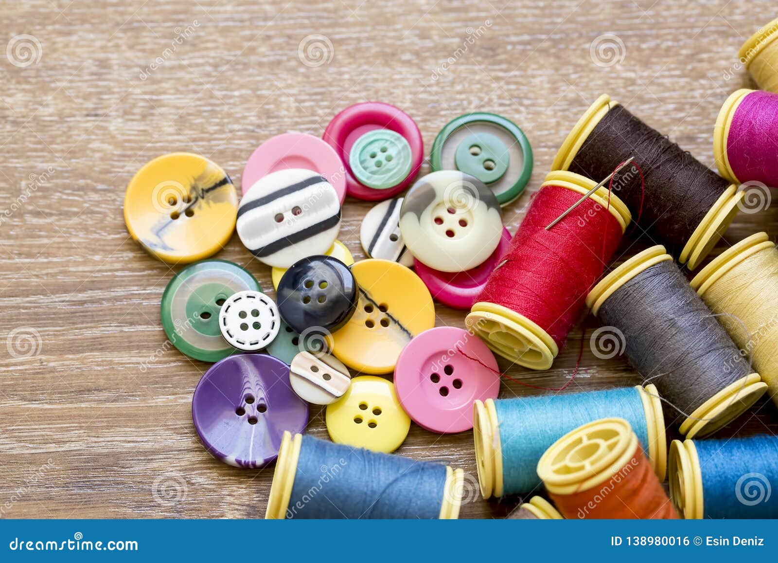Tailor Materials; Colored Spool Rope and Buttons Stock Photo - Image of ...