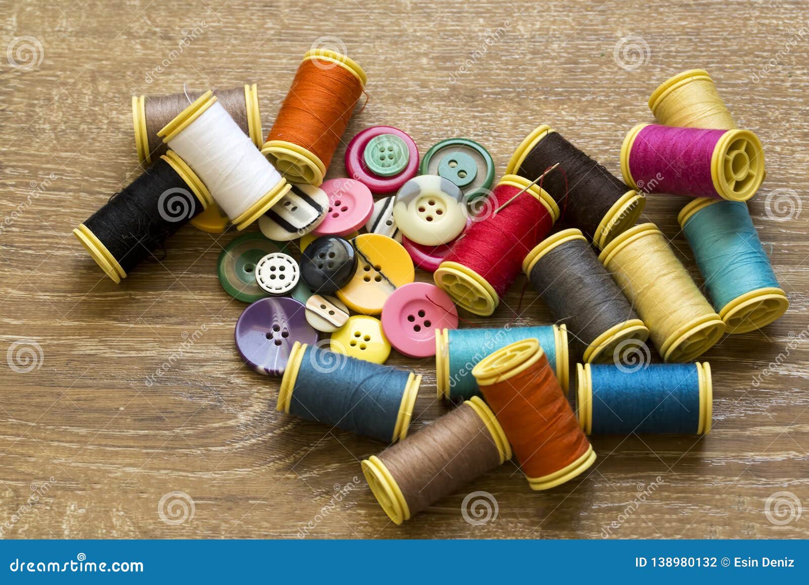 Tailor Materials; Colored Spool Rope and Buttons Stock Photo - Image of ...