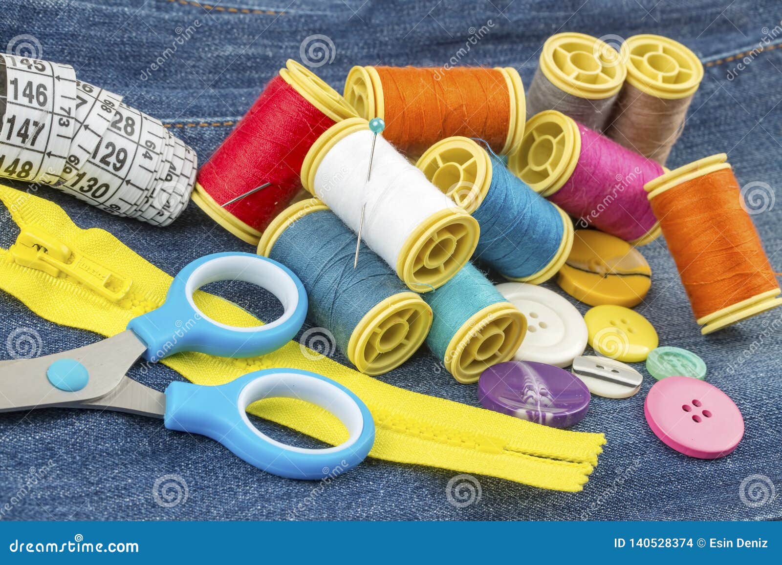 Tailor Materials; Colorful Sewing Threads. Various Threads Stock Photo ...