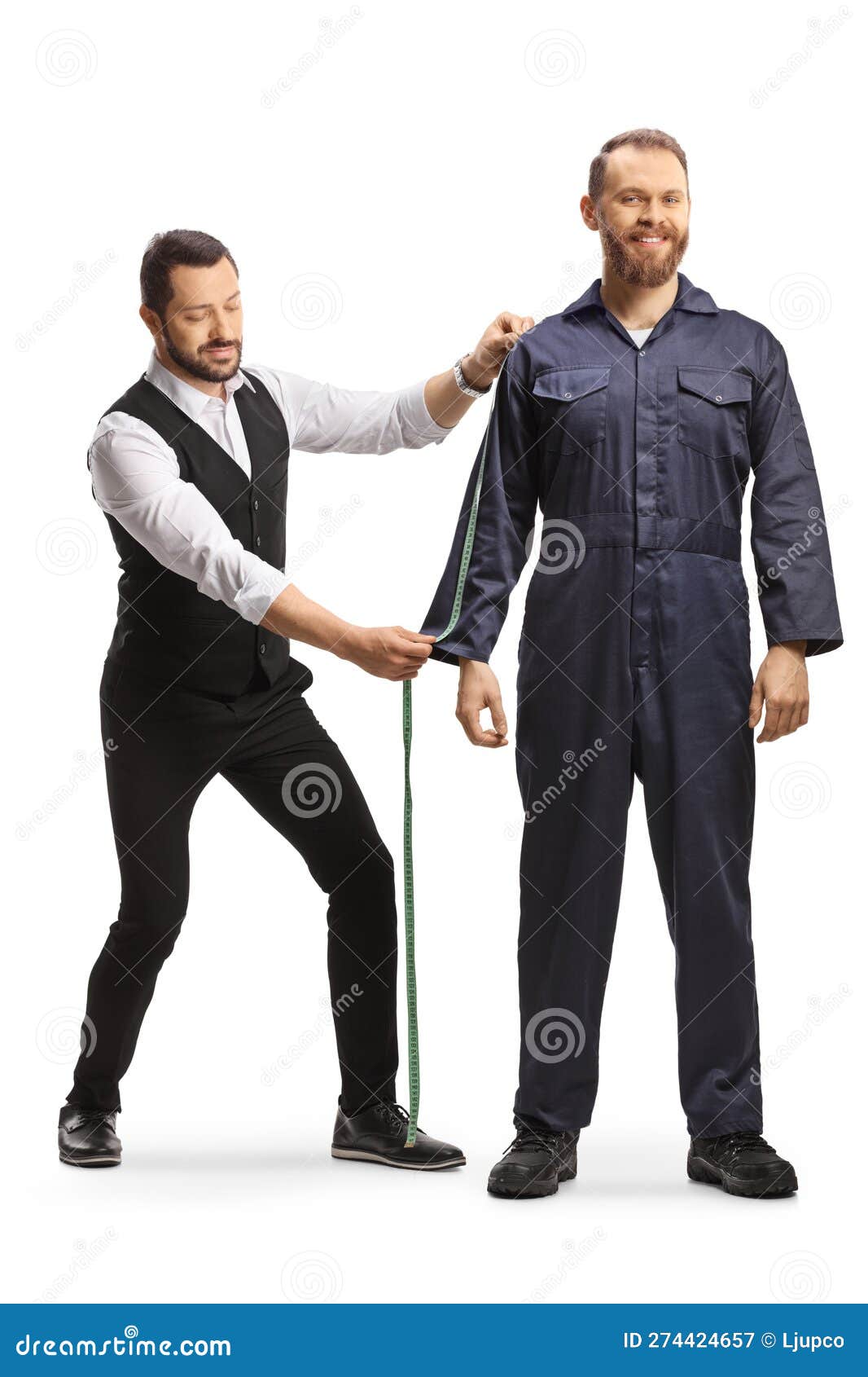 Tailor Measuring a Male Overall Uniform for a Worker Stock Image ...