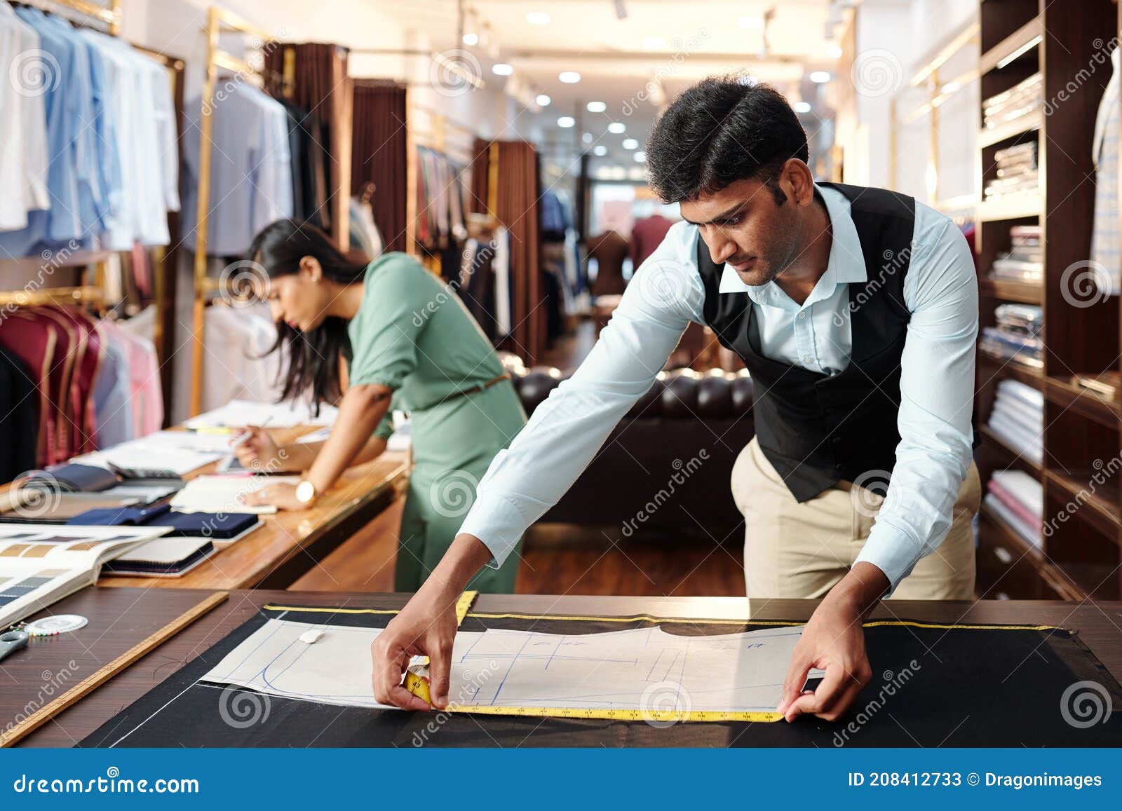 Tailor Measuring Sewing Pattern Stock Image - Image of clothing ...