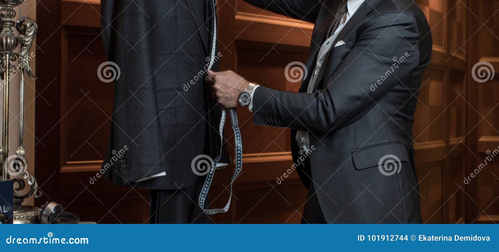 Tailor Measuring Suit on Dummy Stock Photo - Image of service ...