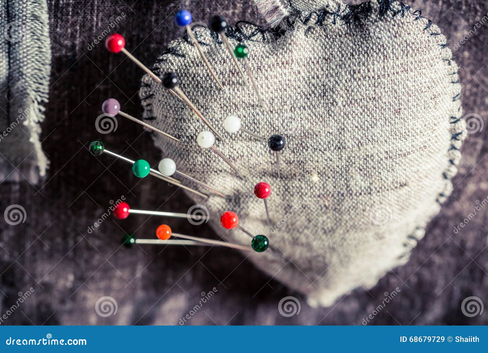 Tailor Pins into the Material Stock Image - Image of scissors, tool ...