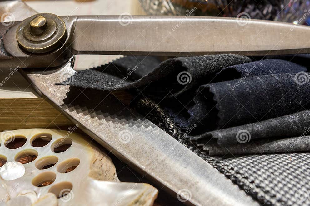 Tailor`s Scissors and Suit Swatches Stock Image - Image of scissors ...