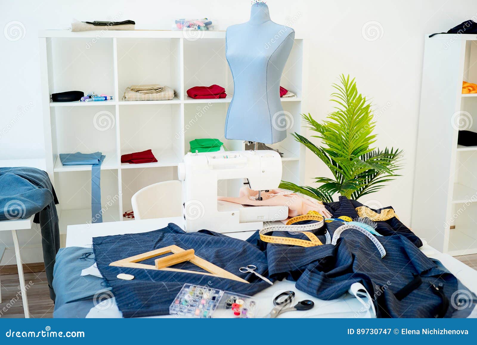 A tailor`s table stock image. Image of dress, design - 89730747